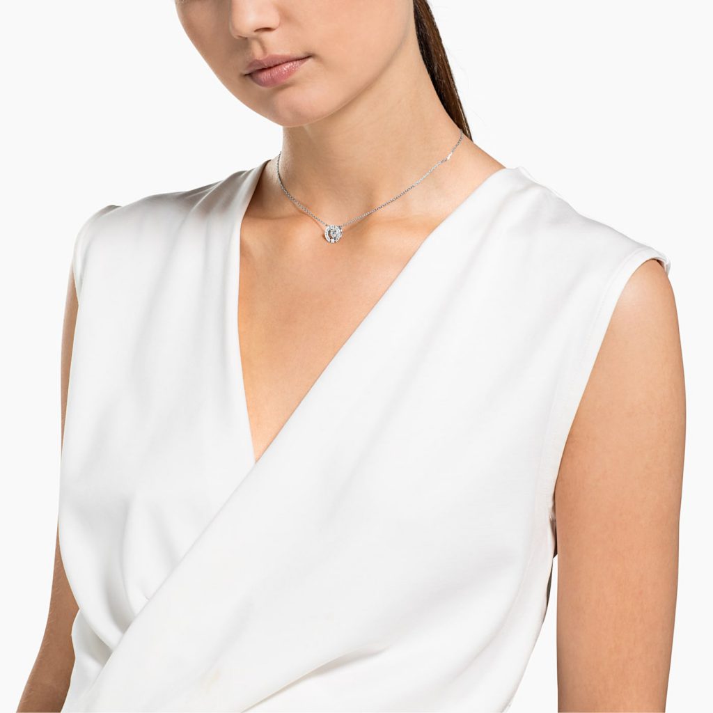 Swarovski Sparkling Dance Round Necklace, White, Rhodium plated ... Swarovski Sparkling Dance Round Necklace, White, Rhodium plated ...